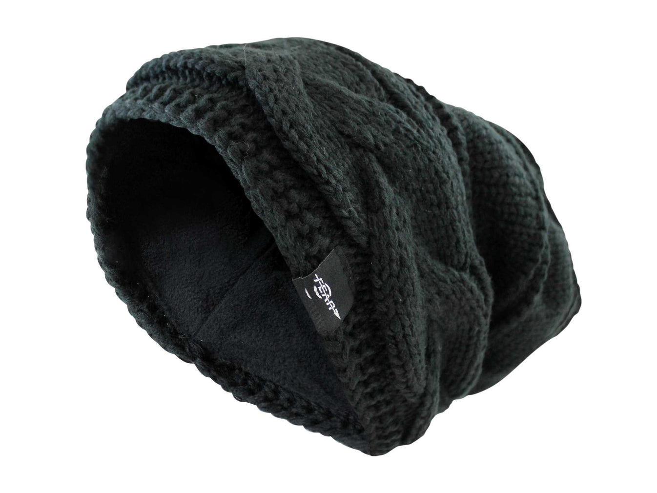 FEAR0 INSULATED EXTREME COLD GEAR BLACK KNIT SLOUCHY BEANIE HAT WOMENS ...